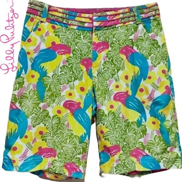 Lilly Pulitzer | Shorts | Lilly Pulitzer Tropical Parrot Shorts Sz 2 ...
